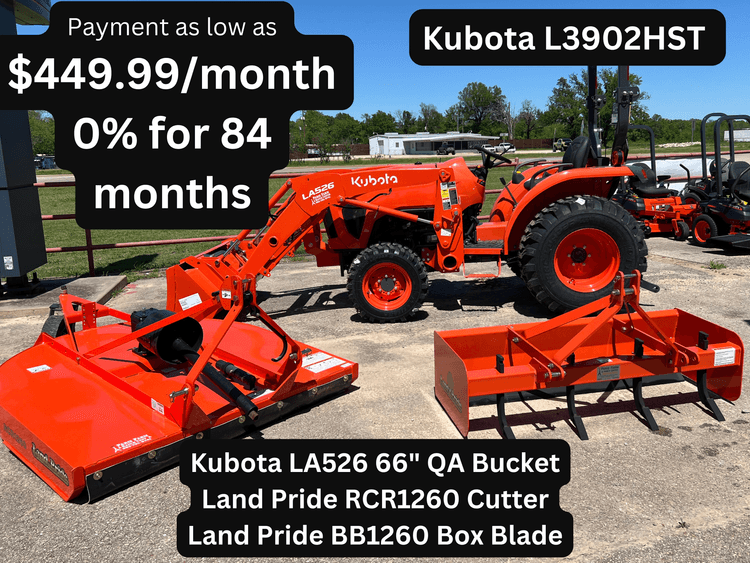L3902 TRACTOR PACKAGE WITH LOADER, CUTTER AND BOX BLADE! - Alba Tractor